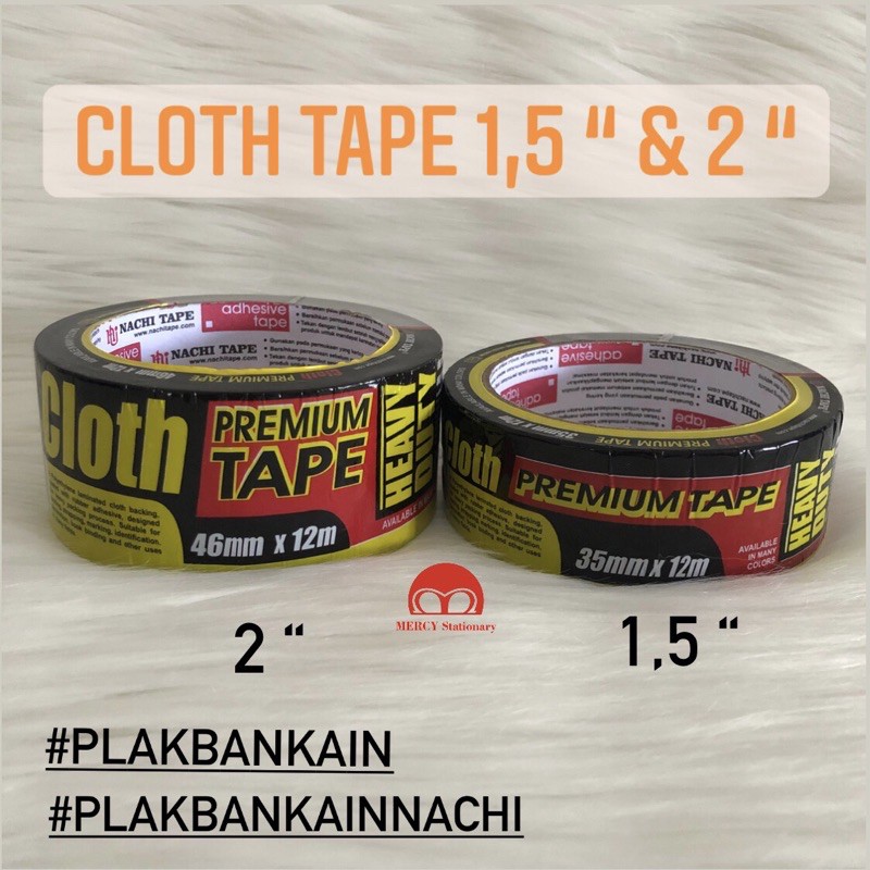 Jual Cloth Tape Hitam 1,5” dan 2” Plakban Kain Hitam Nachi 12 Meter ...