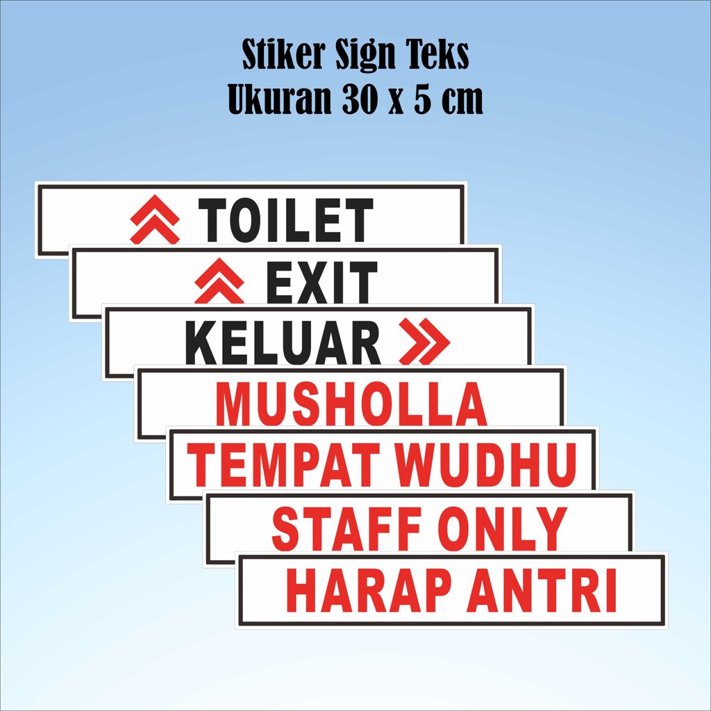 Jual Stiker Sign Teks Penunjuk Tempat Sticker High Quality Koleksi 1 ...