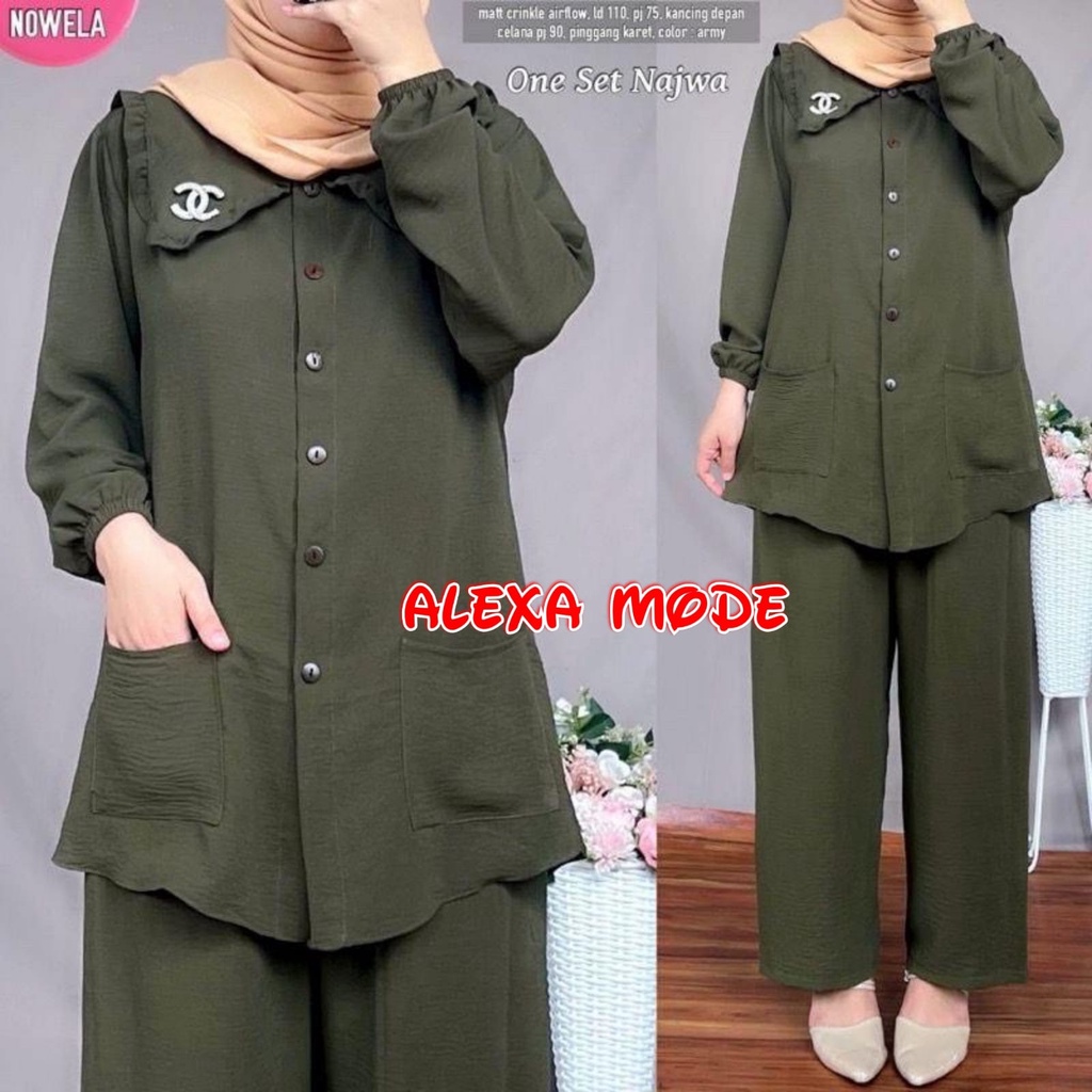 Jual NEW ONE SET NAJWA CRINKLE AIRFLOW LD 110 CM / SETELAN WANITA POLOS BAHAN CRINKLE PREMIUM ...