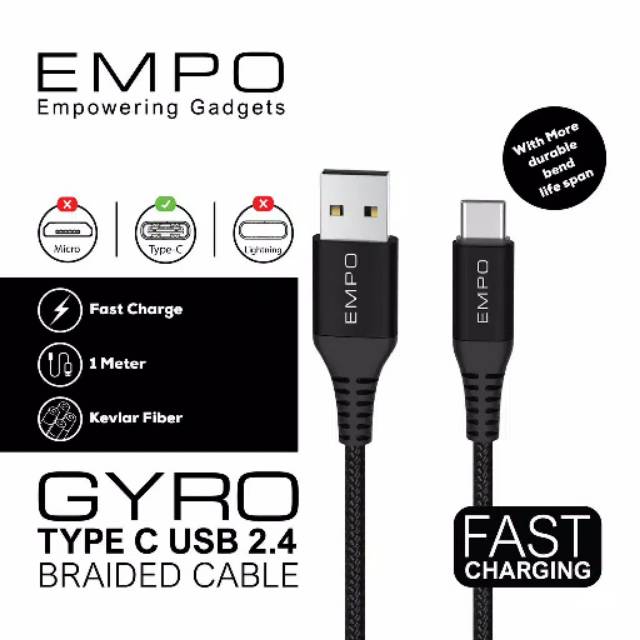 Jual Kabel Charger EMPO GYRO Type - C USB 2.4 A Braided Nylon Cable ...