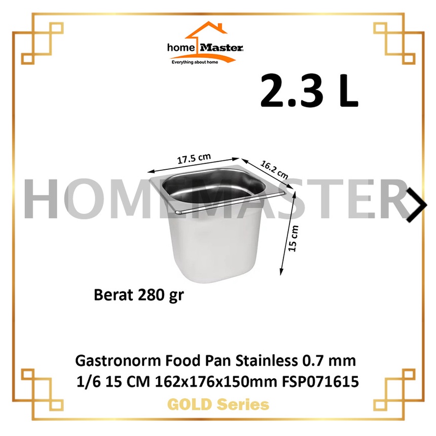 Jual HomeMaster Gastronorm/Gastronom Food Pan Insert Chafing Dish Lauk ...