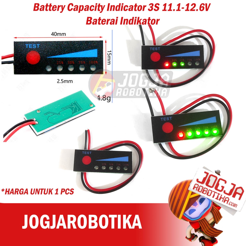 Jual Battery Capacity Indicator 3S 11.1-12.6V Baterai Indikator ...