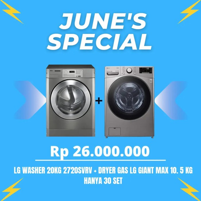 Jual Mesin Laundry Stack Washer LG 20 Kg Frontload & Dryer Gas LG 15 Kg | Shopee Indonesia