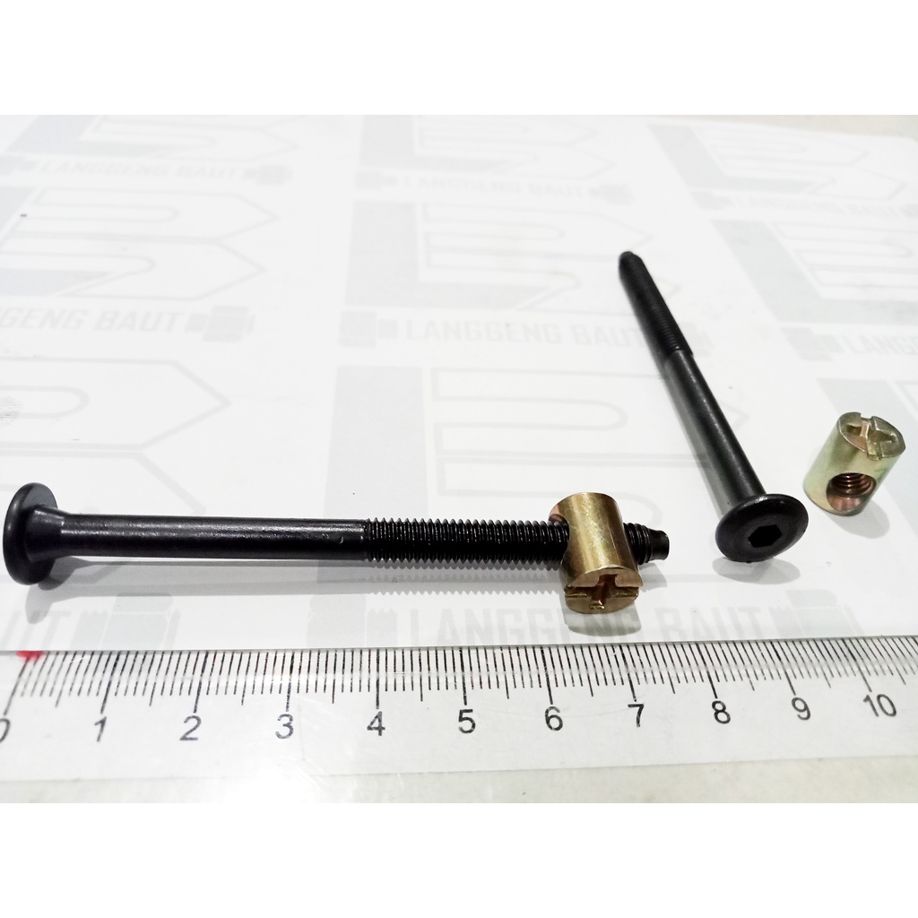 Jual Paket Baut JCBC M6x80 + Mur Palu - Baut Knockdown / Baut Furniture ...