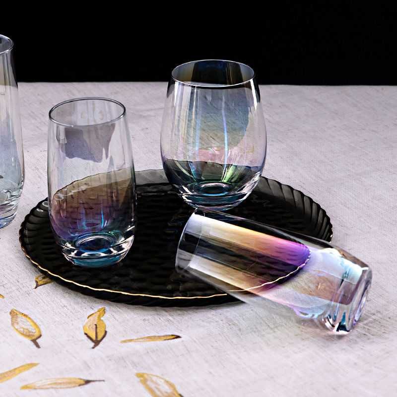Jual Gelas Cantik Cangkir Kaca Glass Crystal Wine Rainbow Goblet 385ml | Shopee Indonesia