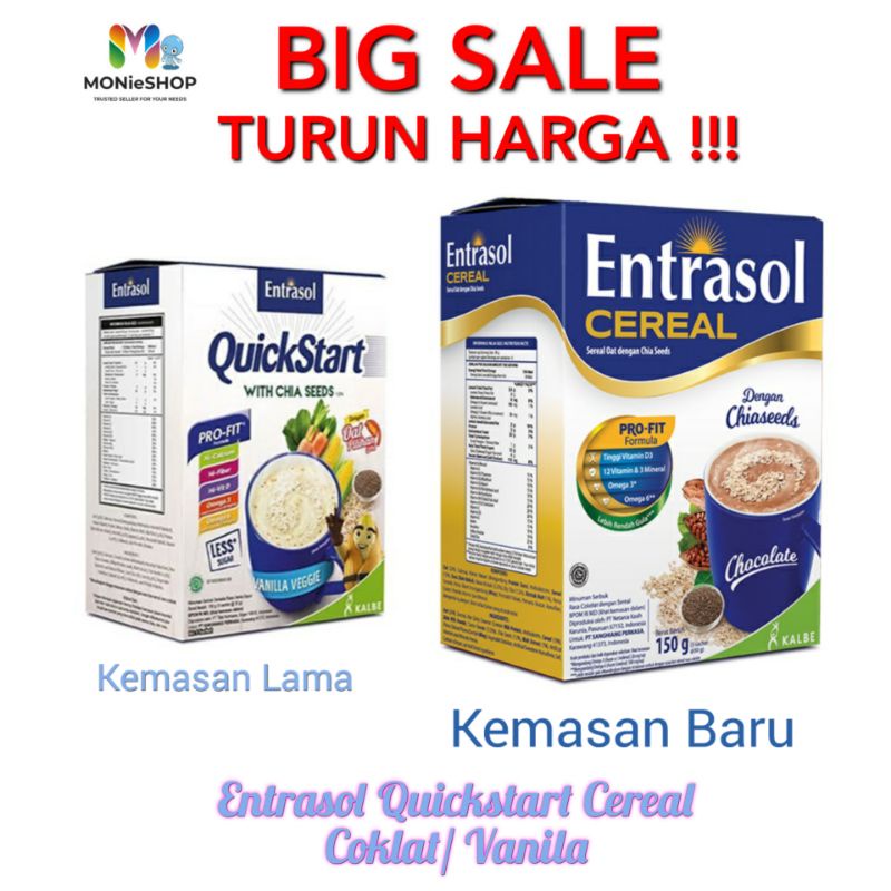 Jual MONIESHOP - ENTRASOL CEREAL Quick Start / Quickstart Vanila & Coklat 5 x 30gr | Shopee ...