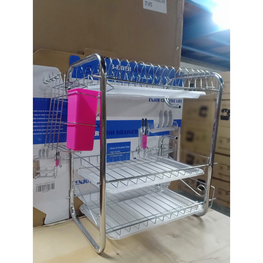 Jual Rak Piring Stainless 3 Layer | Shopee Indonesia