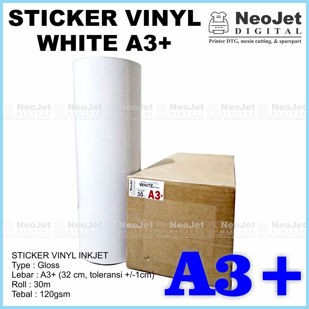 Jual Sticker Vinyl Inkjet White Glossy A3+ Panjang 30 Meter | Shopee ...