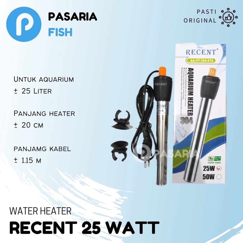 Jual RECENT 25W Heater/Penghangat/Pemanas Air Aquarium/Kolam Ikan 25 ...