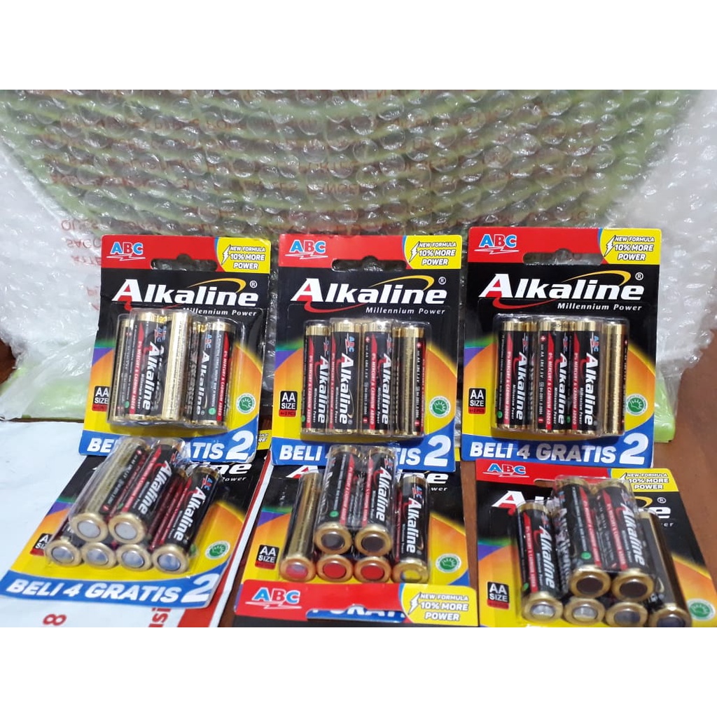 Jual Baterai ABC Alkaline AA / A2 isi 6 Baterai Sedang | Shopee Indonesia