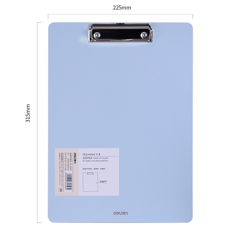 Jual Deli Clipboard Papan Jalan A4 Warna Pastel 72492 - Biru Muda ...