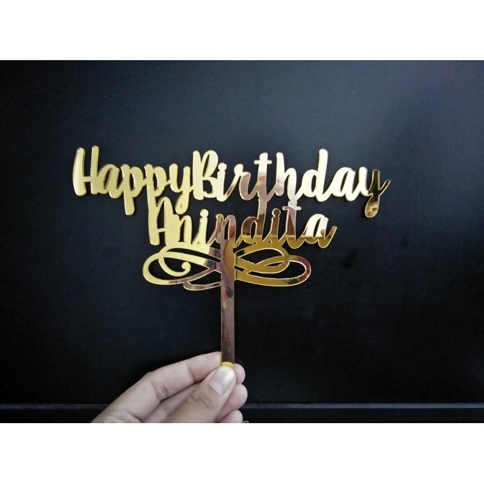 Jual Mirror Gold Topper Ukuran Lebar 14 cm / Bisa Custom Tulisan ...