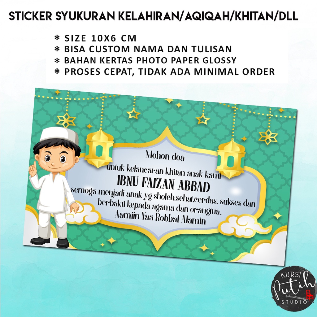 Jual Sticker syukuran / khitanan bisa untuk di box nasi / bisa tambah ...