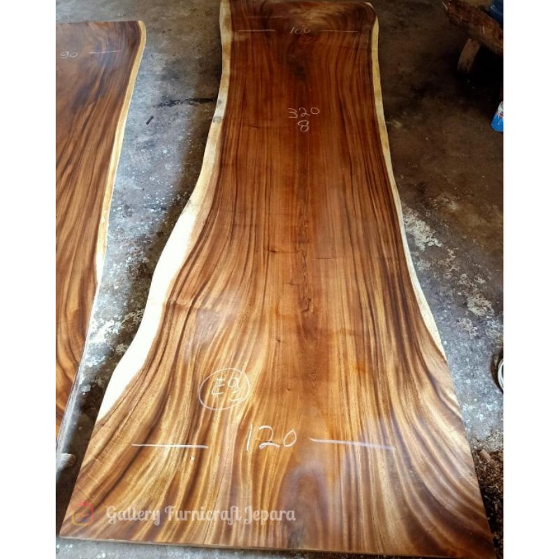 Jual Daun Meja Makan Kayu Trembesi Utuh - Natural 320x120-100x8 cm ...