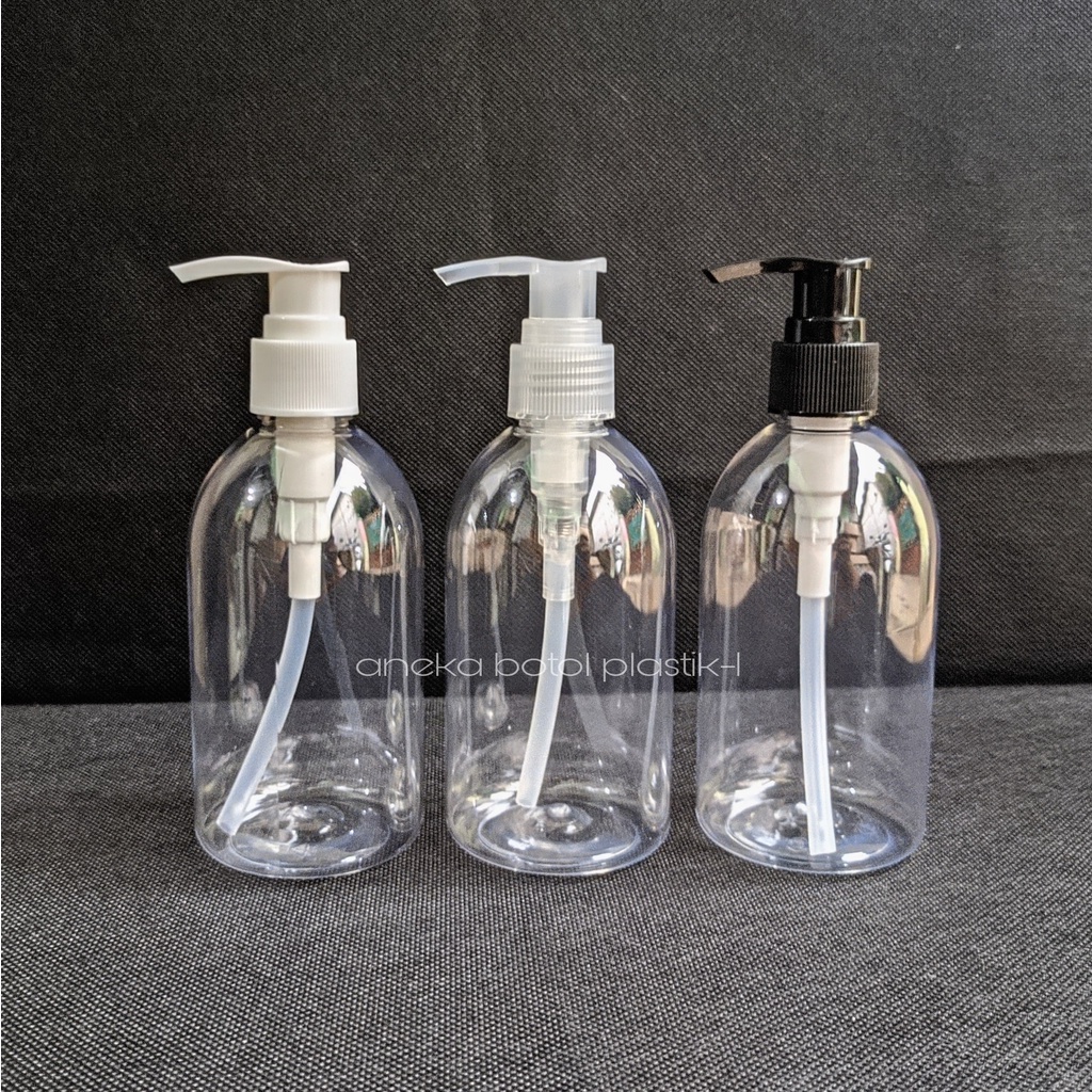 Jual botol pump 250ml oval bening pet tebal / botol plastik 250ml pump oval / botol isi ulang ...