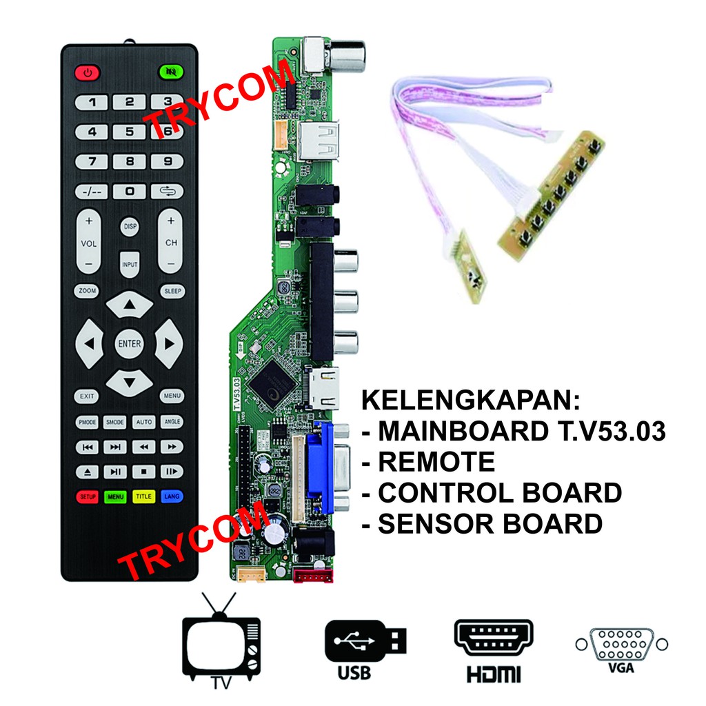 Jual Universal LCD Controller Board Motherboard VGA/HDMI/AV | Shopee ...