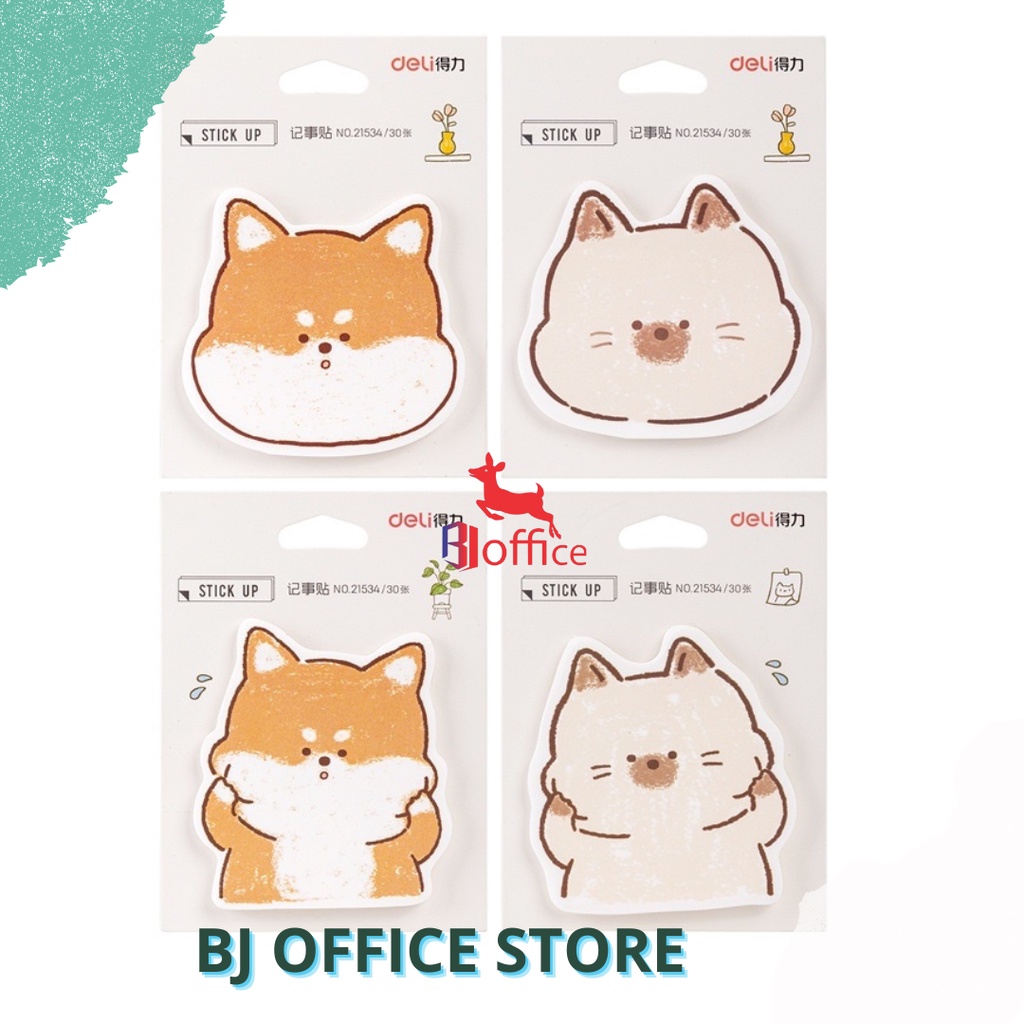 Jual Deli Sticky Notes Berwarna Motif Hewan Lucu 30/40 Lembar / Sticky ...
