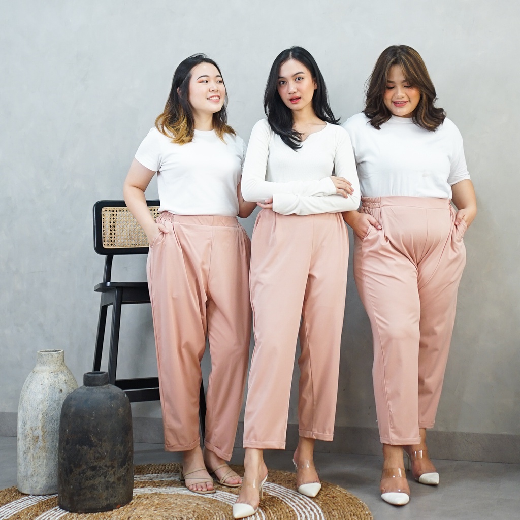 Jual IE.DEMODE Karin Celana Panjang Wanita Daily Kerja Kantor Big Size Highwaist Baggy Ankle ...