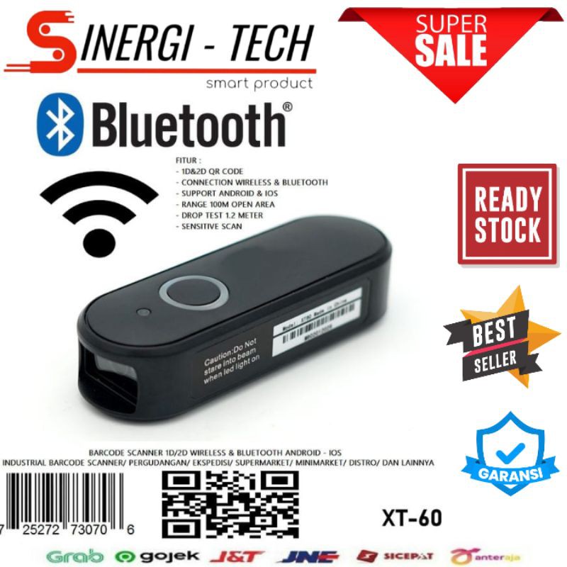 Jual BARCODE SCANNER BLUETOOTH MINI 2D XT-60 QR CODE PDF47 (USB ...