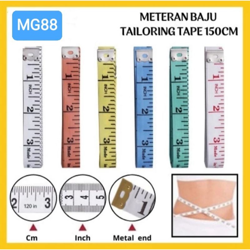 Jual MG88 METERAN JAHIT / METERAN KAIN ALAT UKUR MULTIFUNGSI 150CM / METERAN BAJU BADAN 1,5 ...