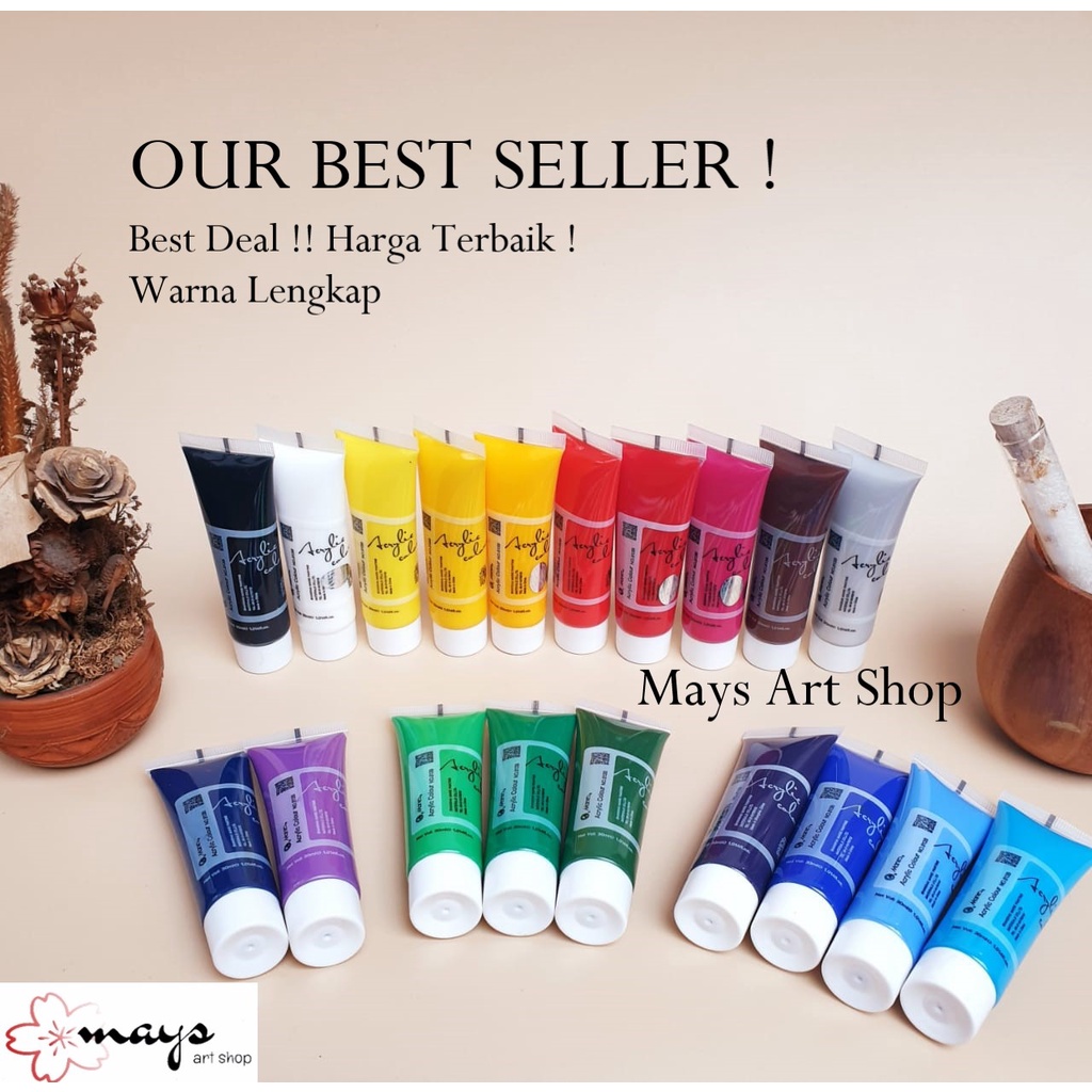 Jual Paket Cat Akrilik Semua Warna / Acrylic Paint Set Cat Lukis Gambar ...