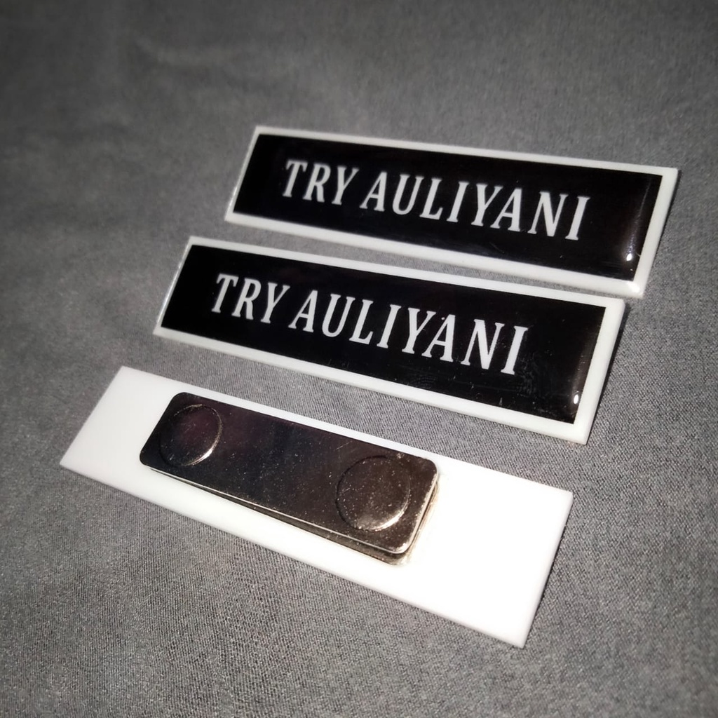 Jual Nametag Akrilik Resin / Papan Nama dada Akrilik Cembung Magnet ...