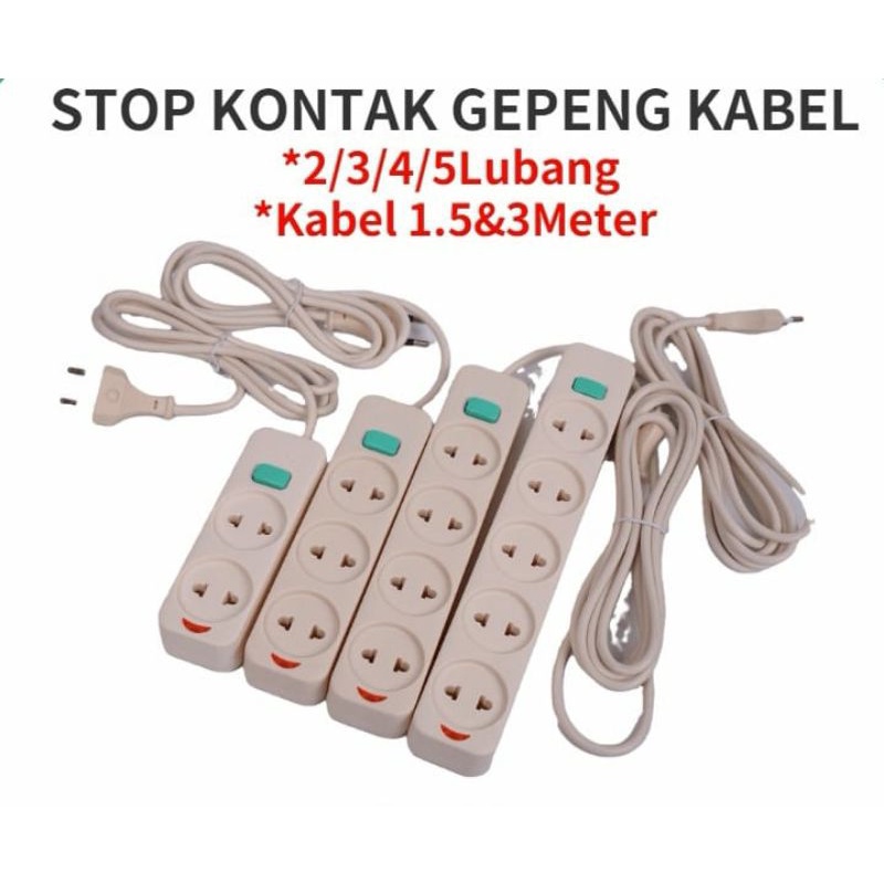 Jual Stop Kontak Kabel 2LB 3LB 4LB 5LB 1.5M 3M/ Stop Kontak Gepeng +Kabel | Shopee Indonesia
