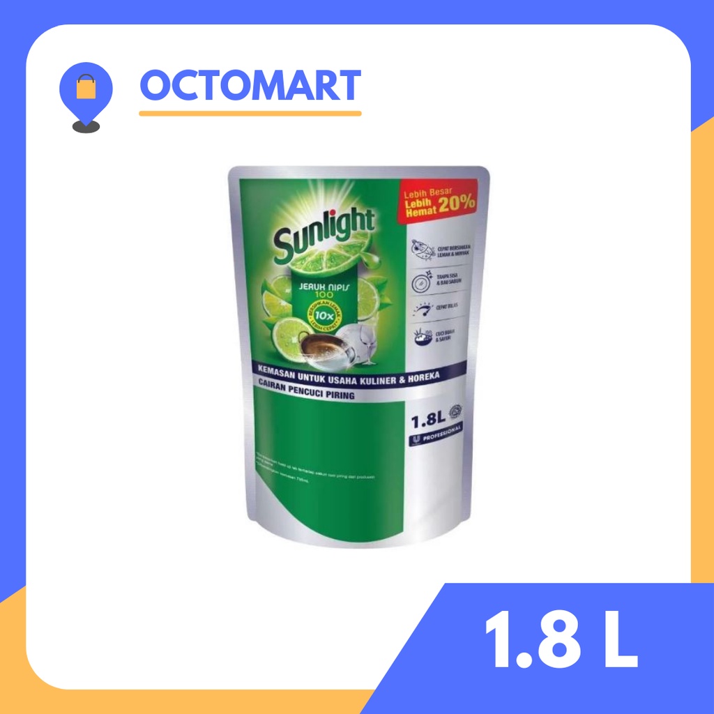 Jual SUNLIGHT Professional Cairan Pencuci Piring 1.8L / 1800ML / 1.8 L / 1800 ML Jeruk Nipis ...
