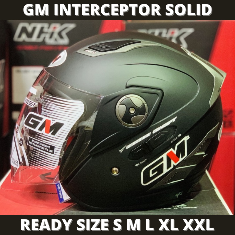 Jual GM INTERCEPTOR - BLACK DOFF - DOUBLE VISOR | Shopee Indonesia