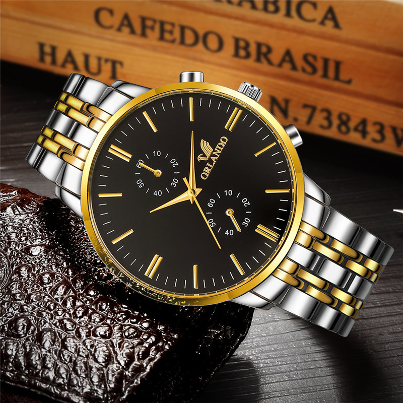 Jual Jam tangan pria original Orlando Luxury Gold Anti air rantai besi ...