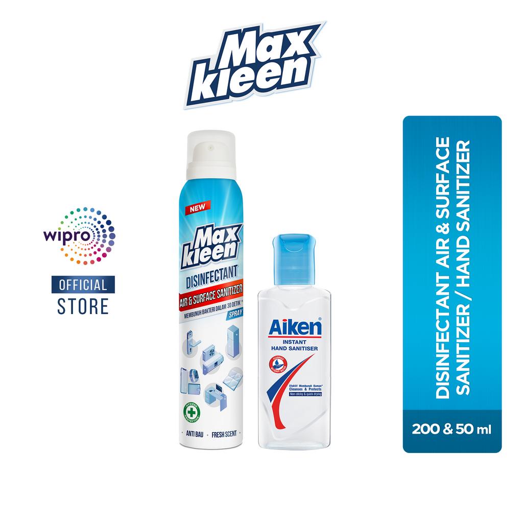 Jual Maxkleen Disinfectant Air & Surface Sanitizer 200 mL + Aiken ...