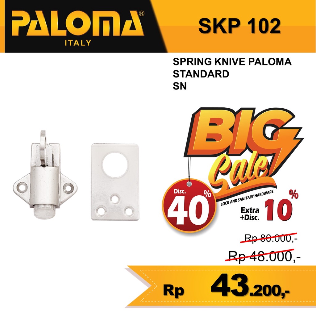 Jual KUNCI SLOT JENDELA SPRING KNIVE KNIP PALOMA SKP 102 SATIN NICKEL ...