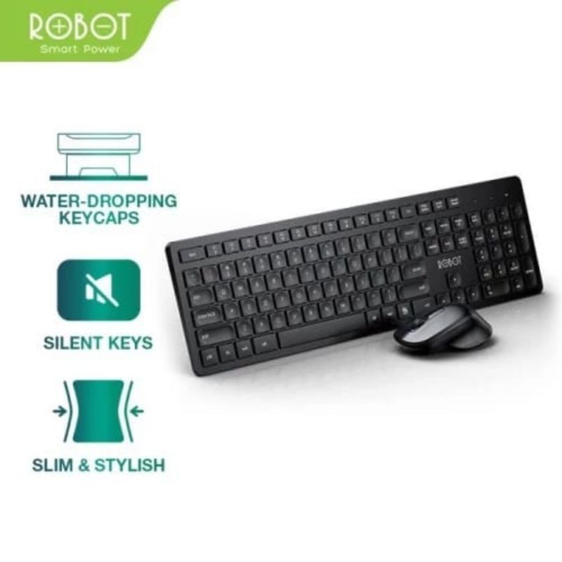 Jual Robot Km4000 Wireless Keyboard And Mouse Combo Silent Click Shopee Indonesia