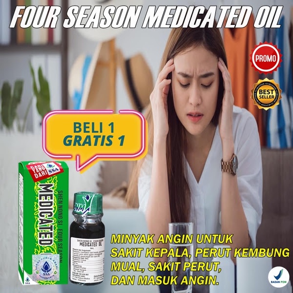 Jual PROMOO minyak angin medicated oil four season obat masuk angin dan ...
