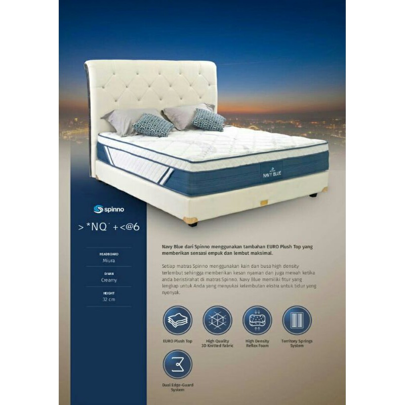 Jual Kasur Matras Spinno Navy Blue Spring Bed Springbed Bedset Garansi 15 Tahun Ukuran 120 140 ...