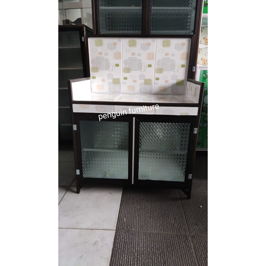 Jual rak piring bawah keramik/rak kompor 2 pintu/rak piring alumunium ...