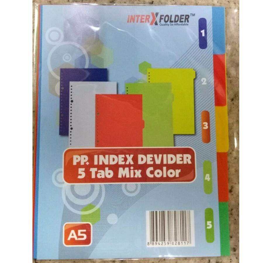 Jual Index Divider InterX A5 5Tab/Pembatas File Dokumen/Pembatas Buku ...