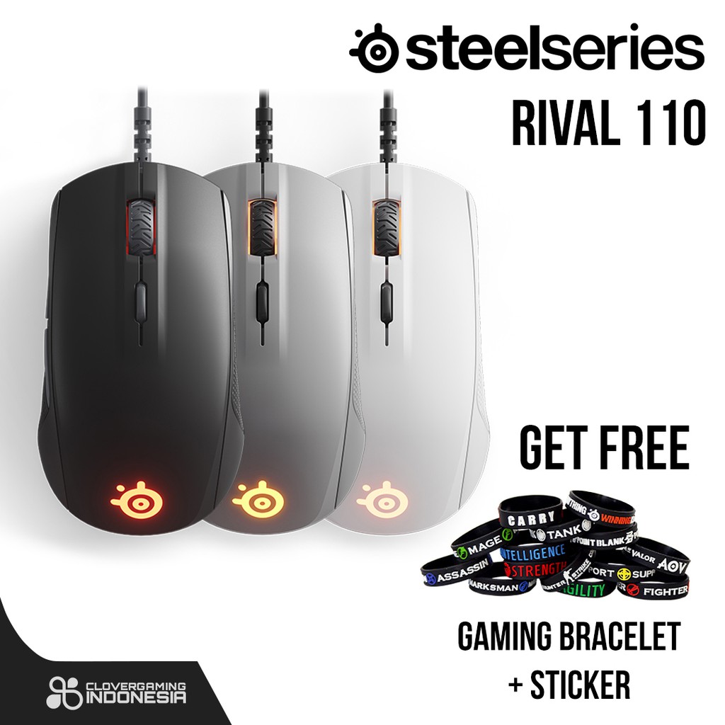 Jual Steelseries Rival 110 Gaming Mouse - White Black Gray Grey ...