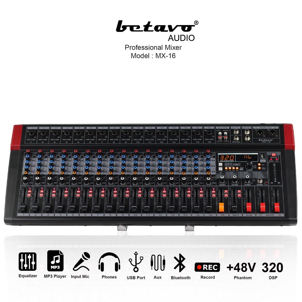 Jual Betavo Audio Professional Mixer MX 16 Bluetooth | Shopee Indonesia