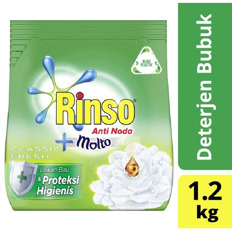 Jual Rinso Molto Deterjen Bubuk Anti Noda Classic Fresh Sachet 1,2 Kg # ...
