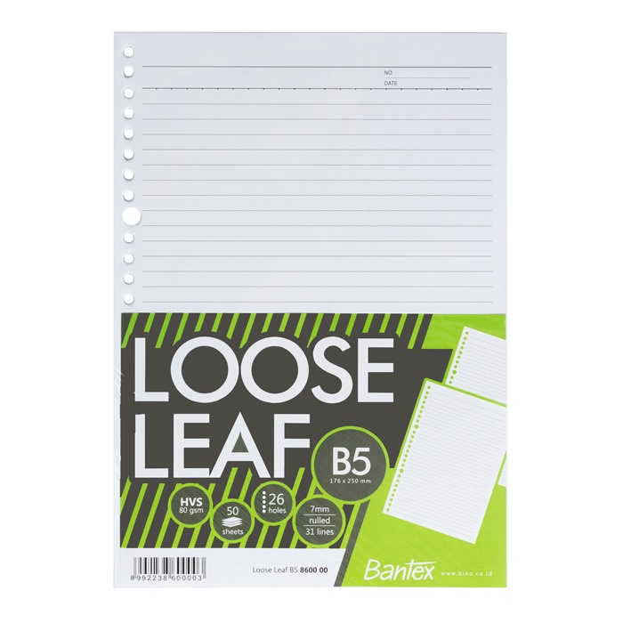 Jual Bantex Loose Leaf B5 Paper 26 Ring 80gsm Kertas Refill Binder ...