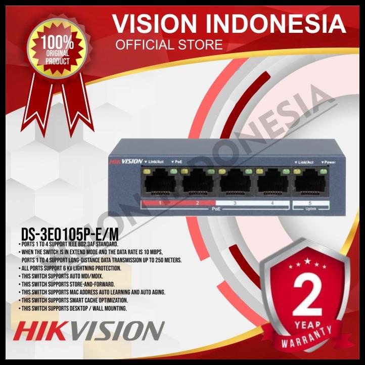Jual Hikvision Poe Hub 5 Port Ds-3E0105P-E/M Original Hikvision ...
