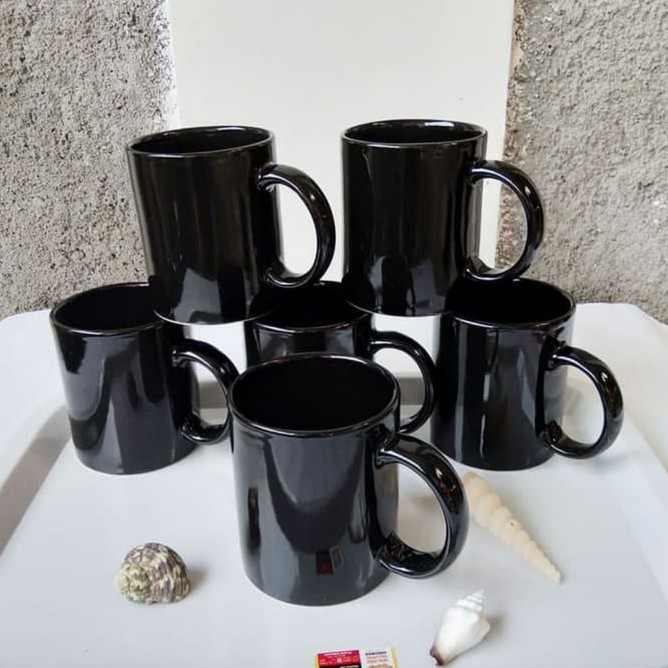 Jual Mug Keramik Hitam 12oz 350 ml Cangkir Polos Printing | Shopee ...