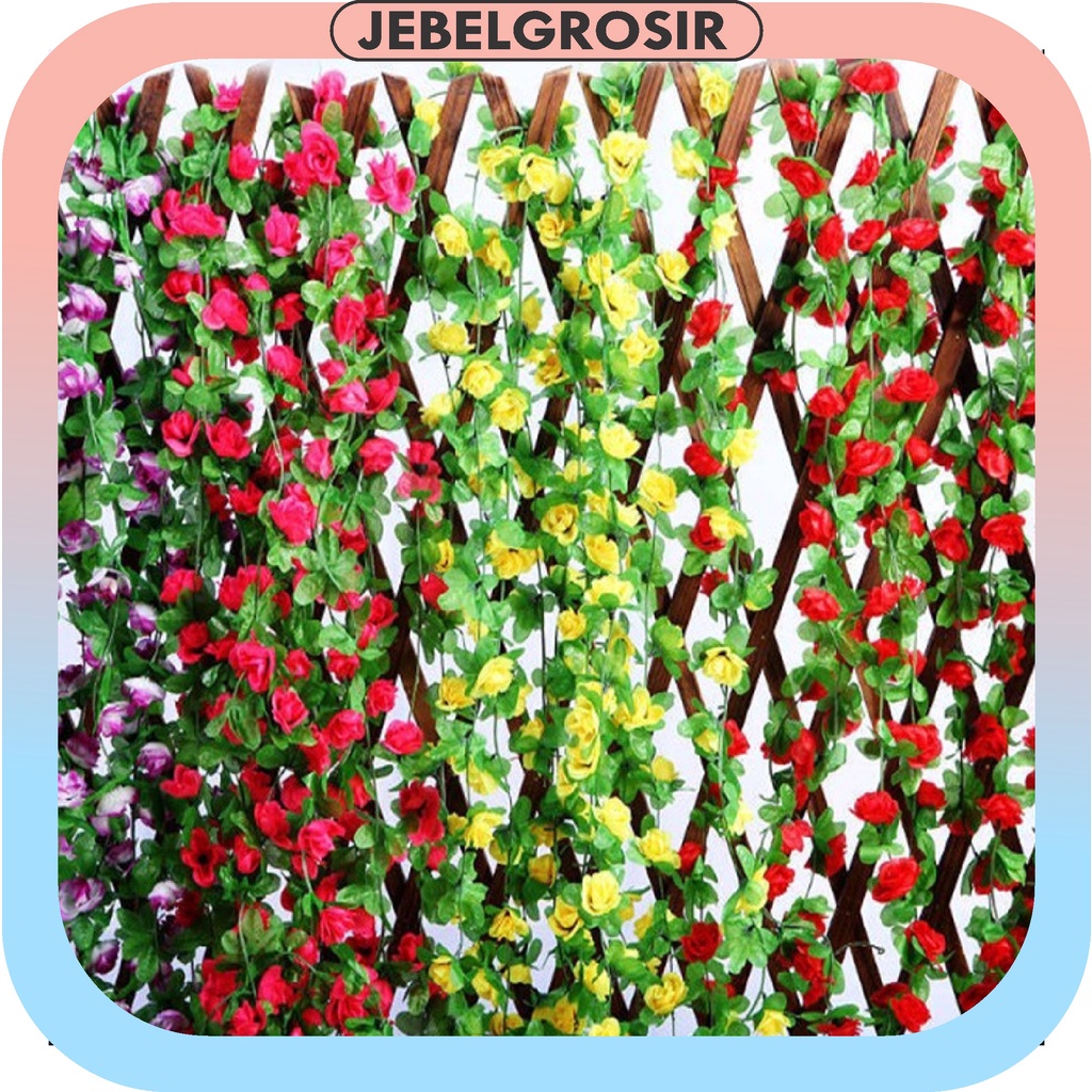 Jual Bunga Rambat Palsu Bunga Juntai Plastik Daun Imitasi Mawar Rose ...