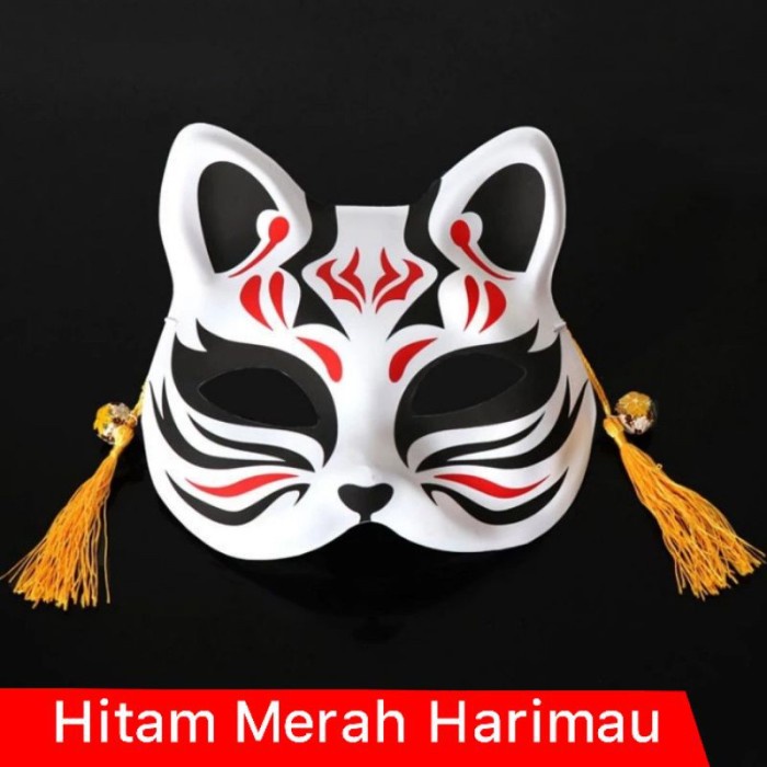 Jual AFT Topeng Anbu Kucing Setengah Wajah Demon Slayer Fox Mask Kabuki ...