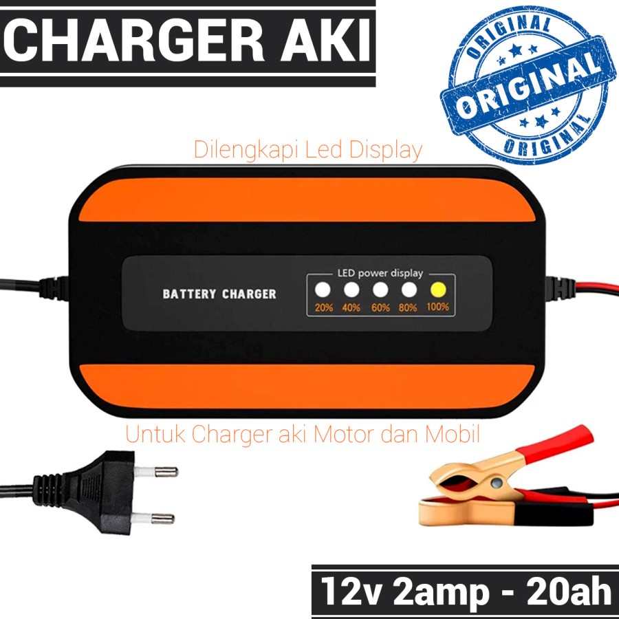 Jual Cas Aki Charger aki 12v 3a - Smart Charger aki dilengkapi dengan Display Led | Shopee Indonesia