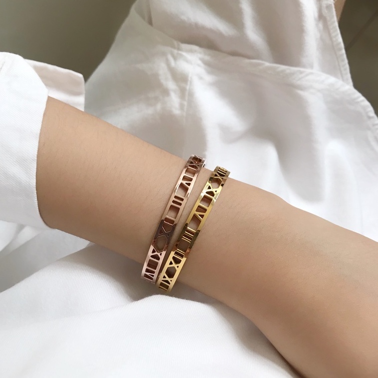 Jual Bumbleberry Roman Bangle 18K Gold Plated Titanium Steel Gelang ...