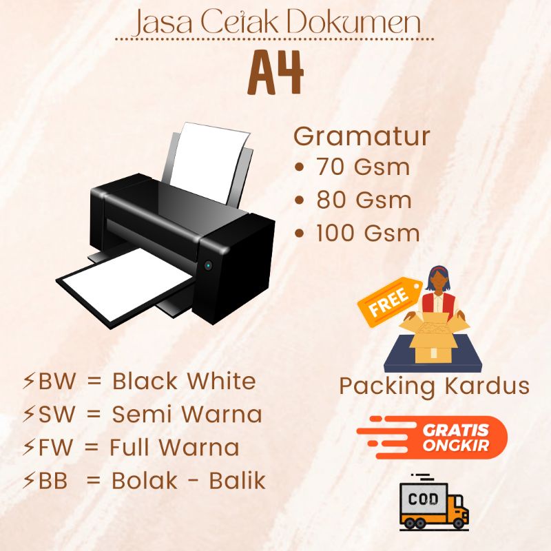 Jual Print Kertas HVS A4 | Cetak Dokumen Langsung Jadi | Shopee Indonesia