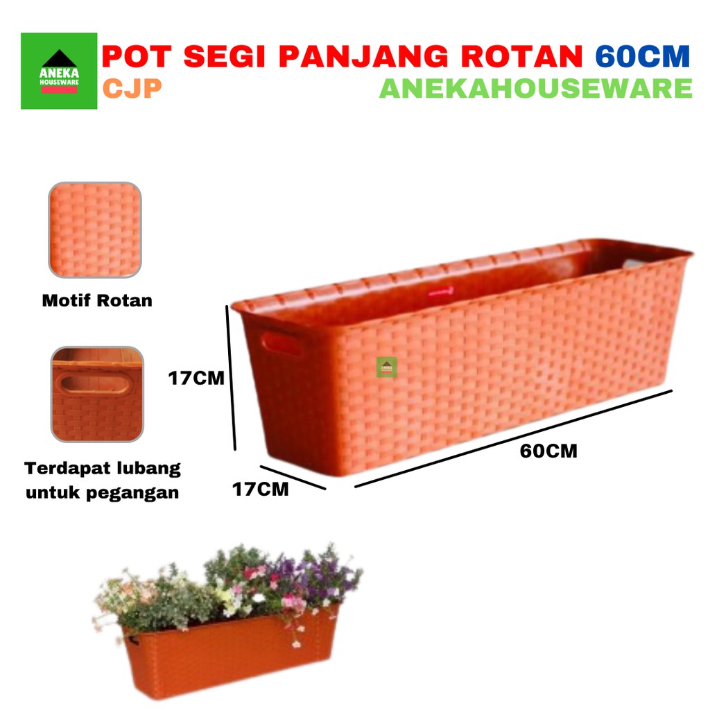 Jual Pot Tanaman Bunga Segi Panjang Motif Rotan 60 CM CJP | Shopee ...