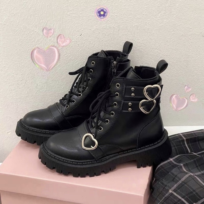 Jual [READY STOCK] LOVE BELT BOOTS sepatu wanita korea impor jepang ...